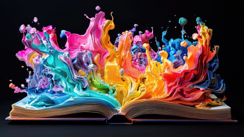 Vibrant Explosion of Colorful Paint from an Open Book. Stock Image ...