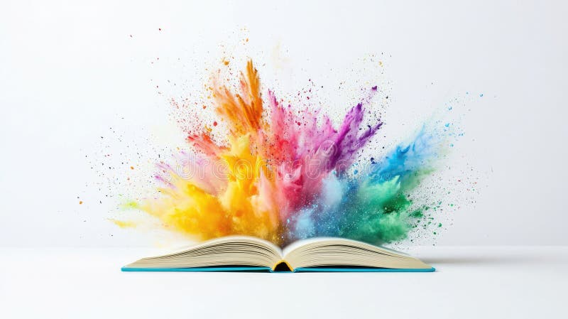 Vibrant Explosion of Colorful Paint from an Open Book. Stock Photo ...