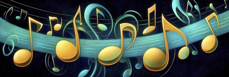 Dynamic Burst of Notes on an Illuminated Teal Surface Stock ...