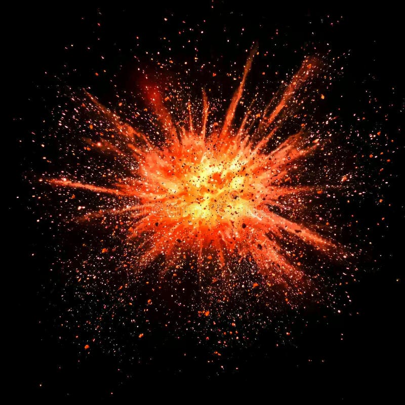 Dynamic Burst of Red Particles Radiates Outward, Creating an Explosive ...
