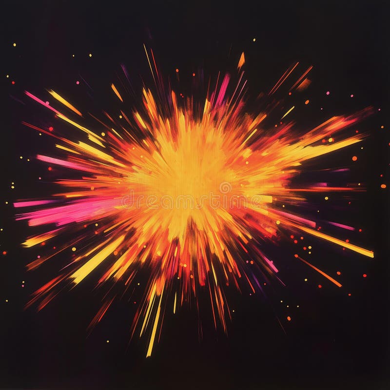 Dynamic Burst of Vibrant Colors Against Dark Background Exploding in ...