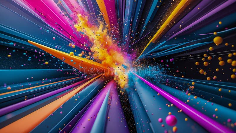 Dynamic Explosion of Vibrant Colors in Motion Stock Illustration ...