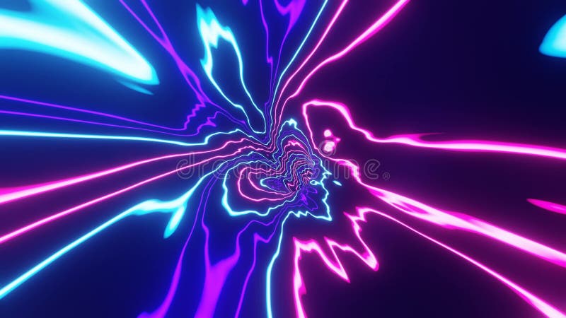 Dynamic Burst of Vibrant Neon Streaks Converging Towards the Center ...