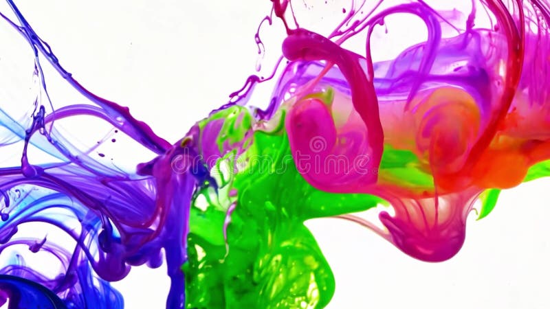 Colorful Ink Mixing in Water on White Background Stock Footage - Video ...