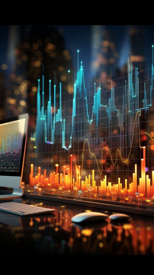 Dynamic Business Analytics Cartoon Style Digital Chart Background with ...