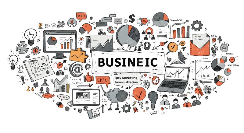 Dynamic Business Doodle Concept Representing Strategy, Growth, and ...