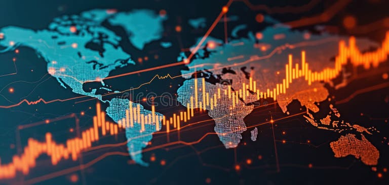 Dynamic Business Graph Chart with World Map. Data Visualization ...