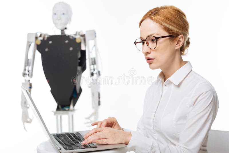 Dynamic Capable Woman Analyzing Empiric Data Stock Photo - Image of ...