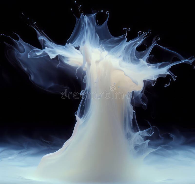 Abstract Milk Explosion on Black Background Stock Illustration ...