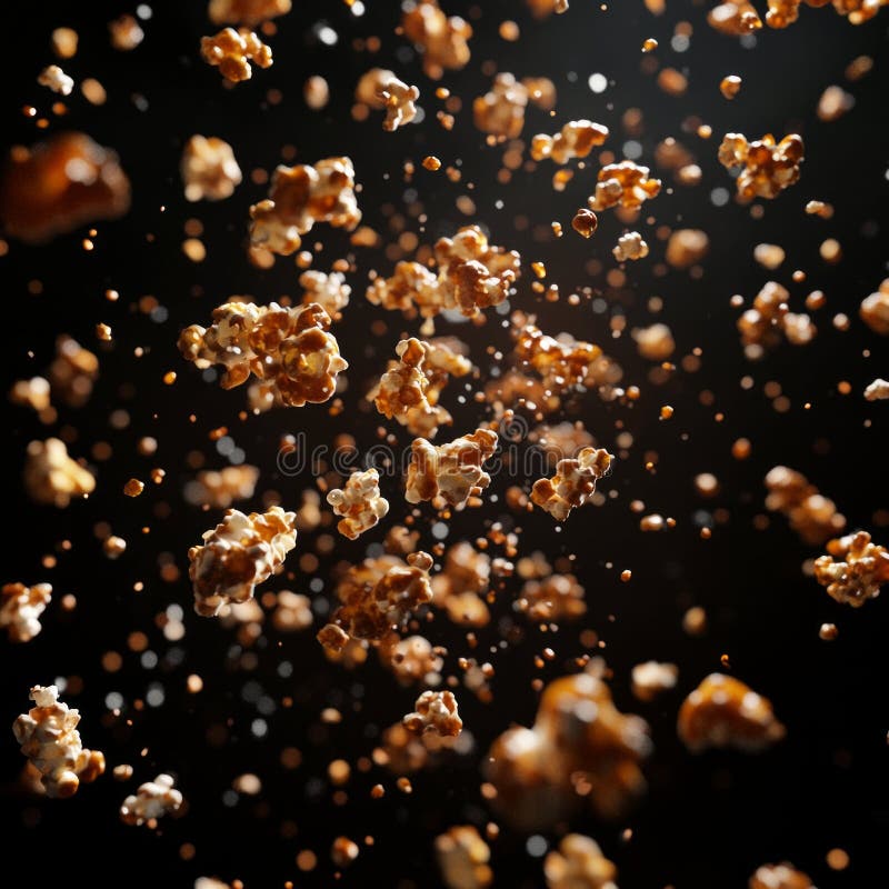 Flying Buttery Popcorn Against Dark Background Stock Photos - Free ...