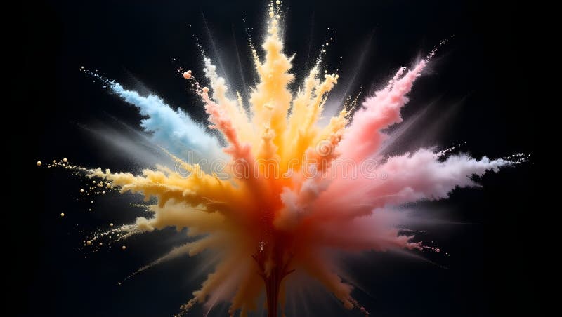 Dynamic Capture of Flour Dust Exploding in Vibrant Colors Stock ...