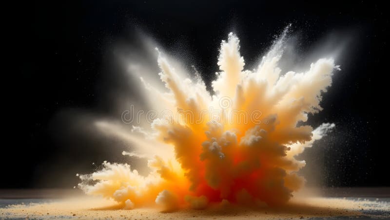 Dynamic Capture of Flour Dust Exploding in Vibrant Colors Stock ...