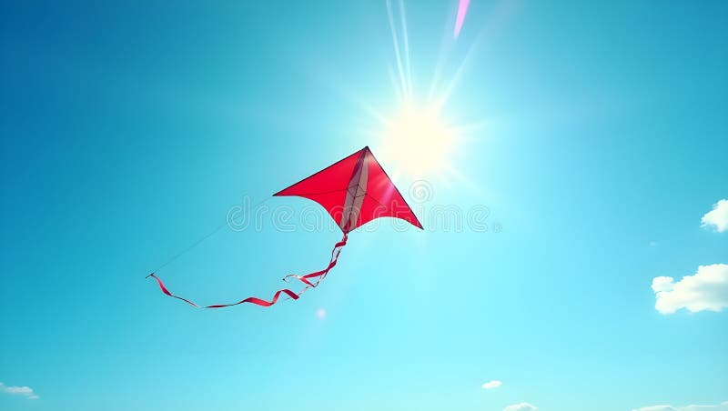 Dynamic Capture of a Kite Soaring Against a Bright Blue Sky Stock ...