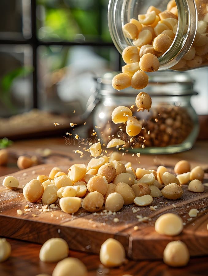 Dynamic Captured of Macadamia Nuts in Motion Stock Illustration ...