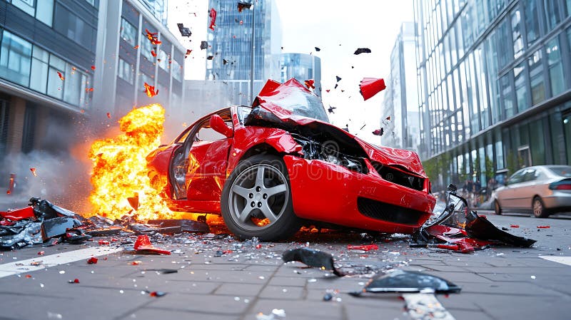 Dynamic Car Crash Scene with Blurred Motion Effects Stock Illustration ...