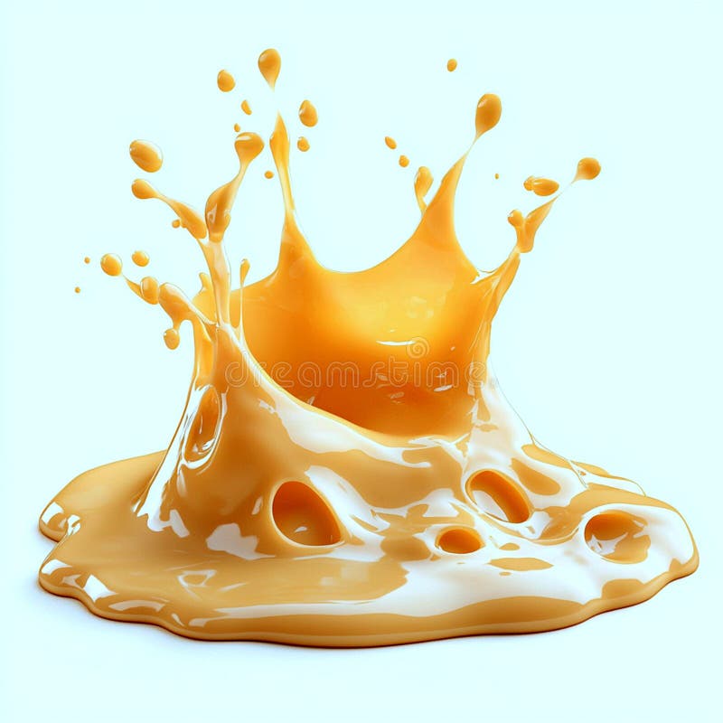 Liquid Caramel Splash Motion Dessert Food Drink Background Isolated on ...
