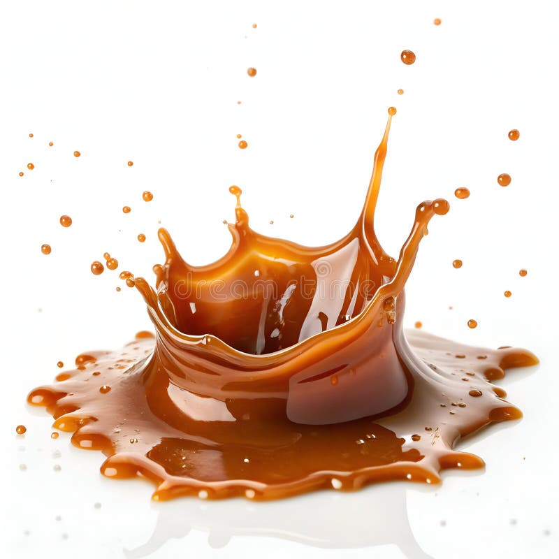 Dynamic Caramel Splash Isolated on White Background Stock Illustration ...