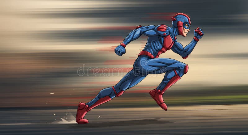 Dynamic Cartoon Character Running with Motion Effect Stock Illustration ...