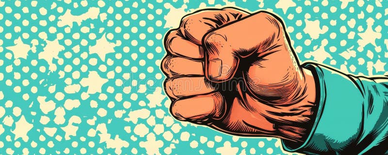 Dynamic Cartoon of Comic Book Styled Heroic Punch Stock Photo - Image ...