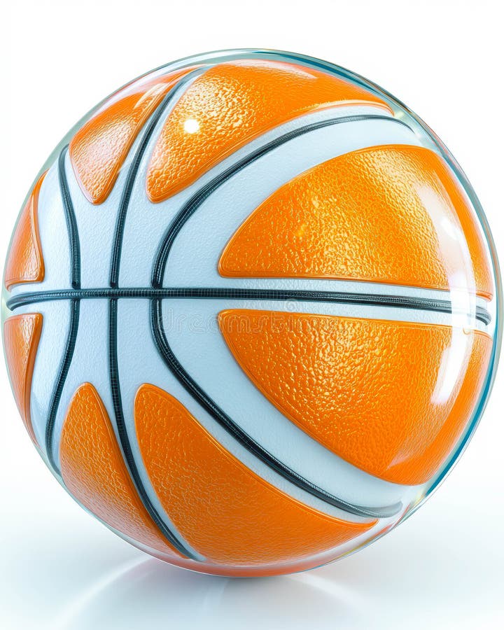 Dynamic Cartoon Style Basketball with Vibrant Colors on a Clean White ...