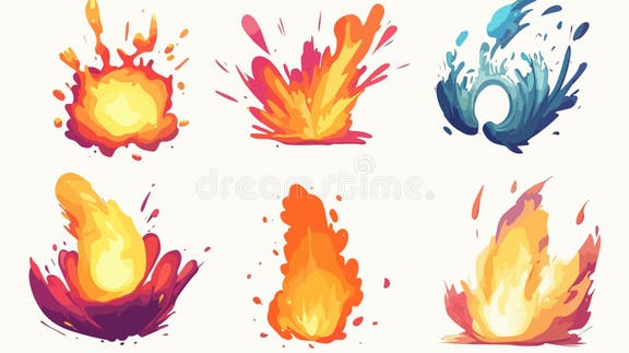 Dynamic Cartoon-Style Game Fire Explode Effect Vector Stock Vector - Illustration of digital ...