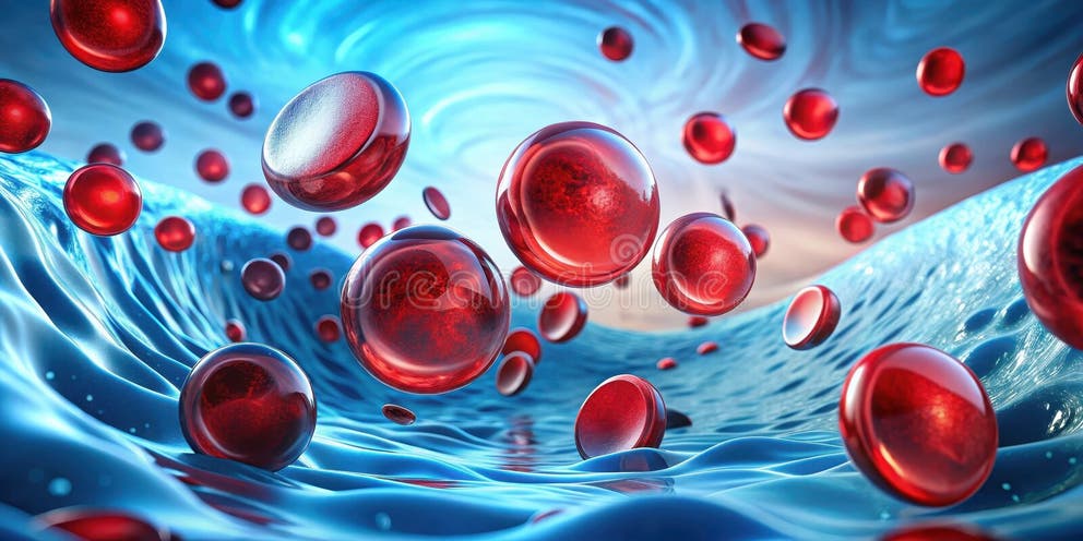 Dynamic Cellular Flow Red Blood Cells in Motion within a Fluid Environment. Generative AI Stock ...