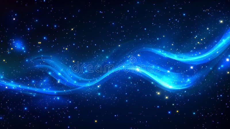 Dynamic Cerulean Blue Wave with Scattered Particles, Digital Art ...