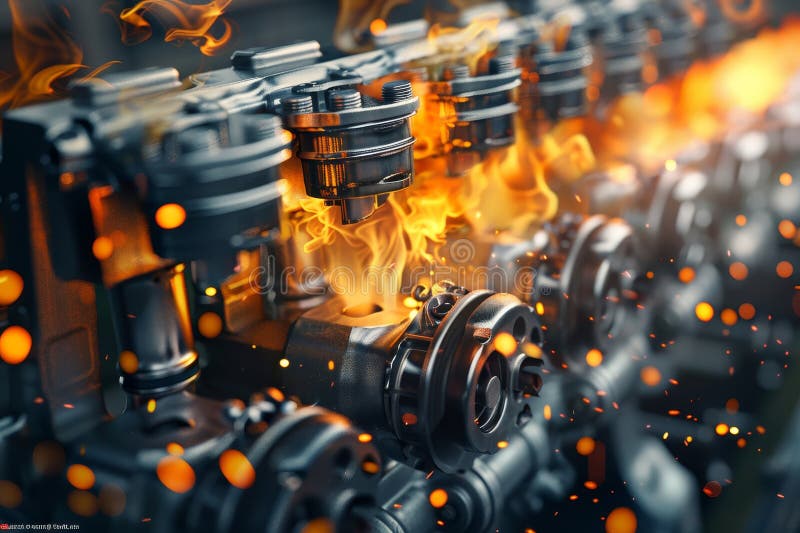 Dynamic Cg V8 Engine Simulation with Explosions and Sparks, Pistons and ...