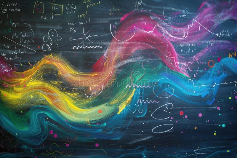 A Dynamic Chalkboard Features Colorful Chalk Strokes and Integrated ...
