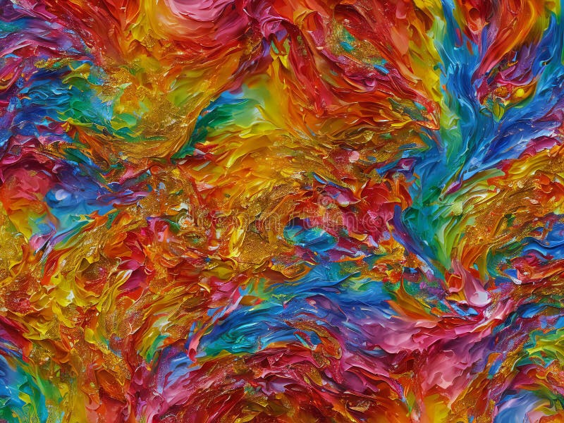 Colorful Chaos, Paint Stains Merging Together, Creating Something New ...