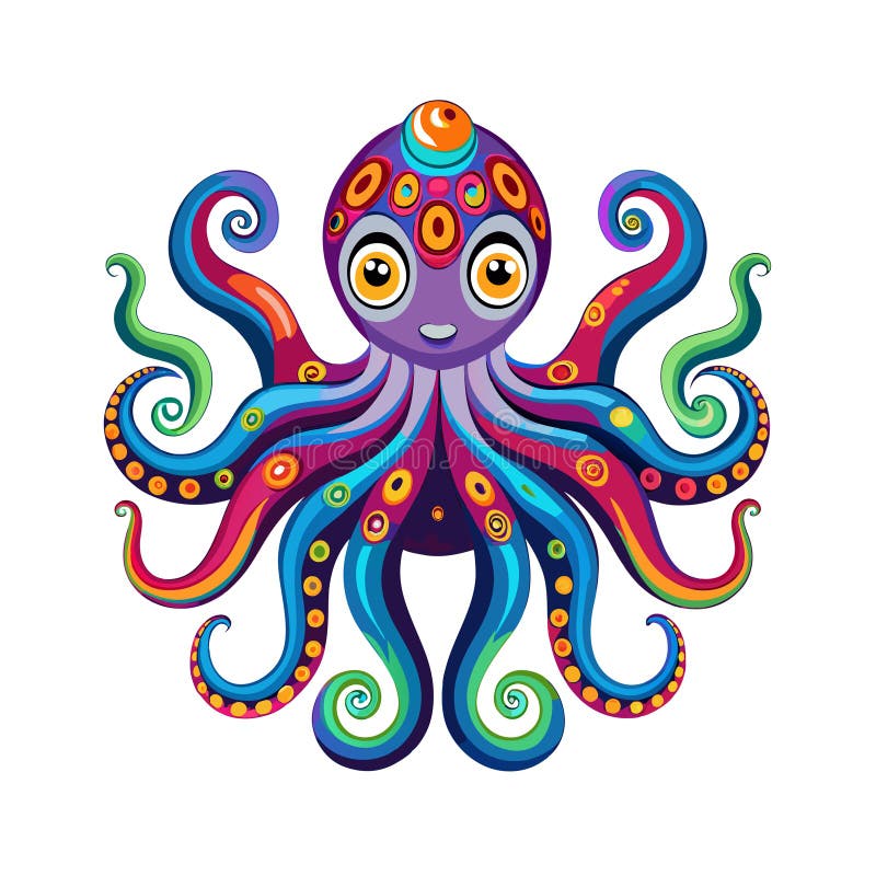 Dynamic Echo the Electric Octopus Character Stock Vector - Illustration ...