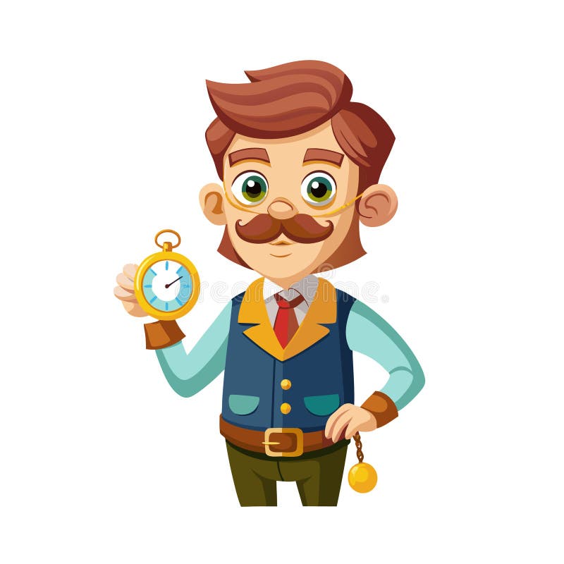 Dynamic Inventive Clockmaker Character Design Stock Vector ...
