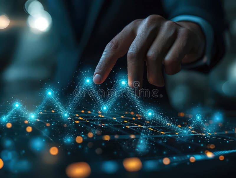 Dynamic Chart Interaction with Hand in a Technological Workspace Stock ...