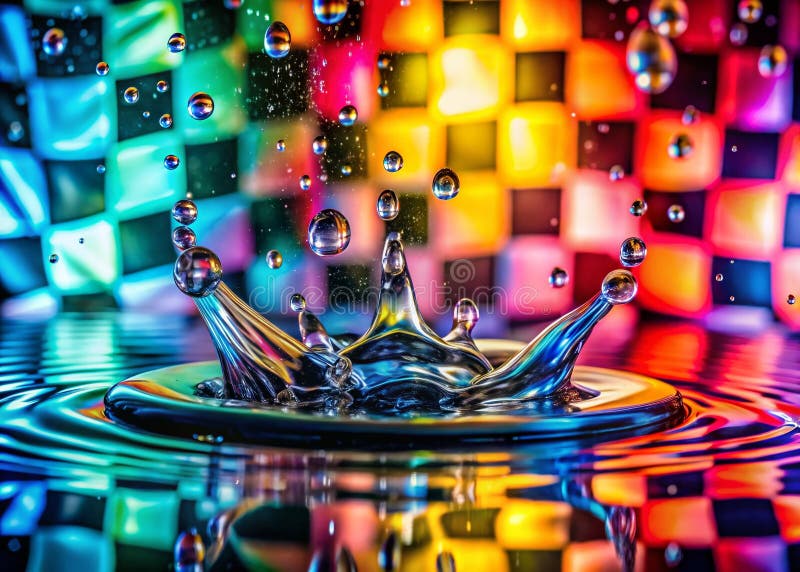 Dynamic Checkered Background with Abstract Motion of Falling Water ...