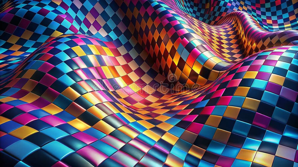 Dynamic Checkered Wave Pattern a Stunning 3D Render Exploring Abstract ...