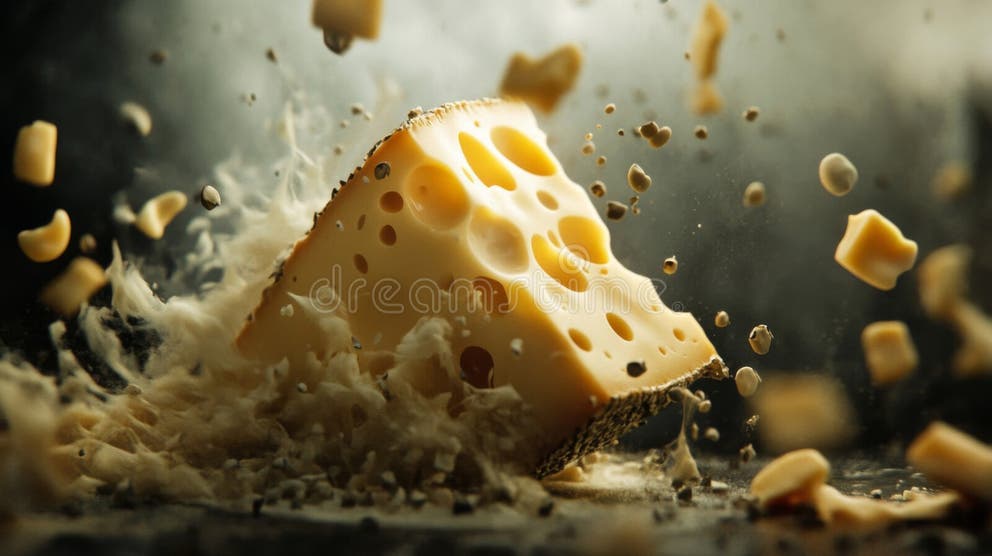 Dynamic Cheese Explosion with Crumbly Texture Stock Illustration ...