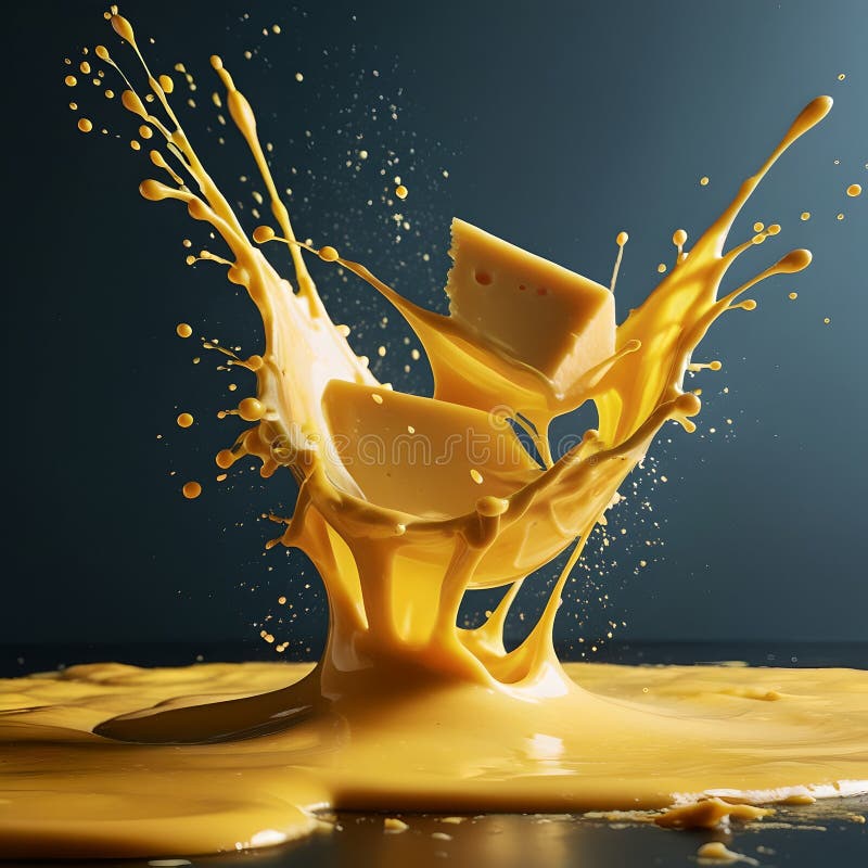 Dynamic Cheese Splash Effect Stock Illustration - Illustration of dairy ...