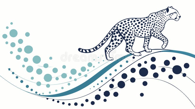 Dynamic Cheetah Leaping with Abstract Waves, Wild Movement. Vector ...