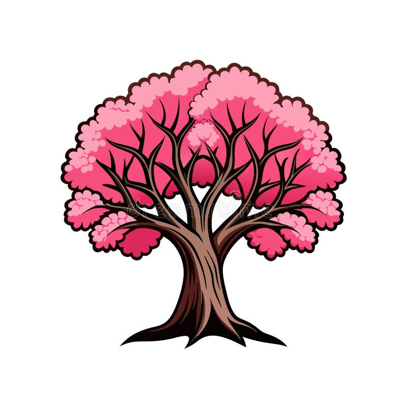 Dynamic Cherry Tree Design Featuring Bold Outline Stock Photo ...