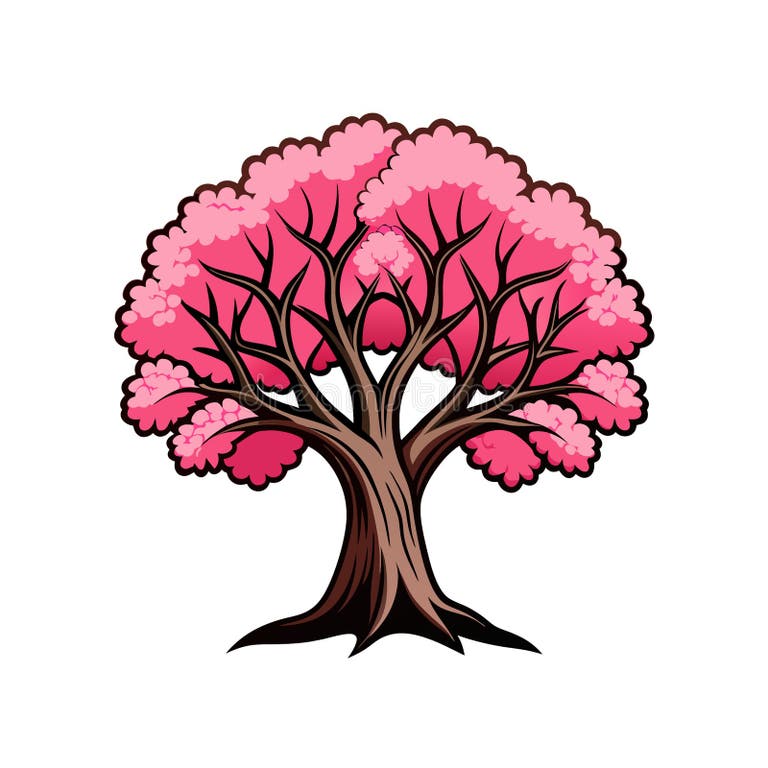 Dynamic Cherry Tree Design Featuring Bold Outline Stock Photo ...