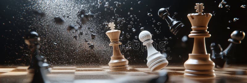 Dynamic Chess Game Concept with Floating Pieces in Fluid Motion Stock ...