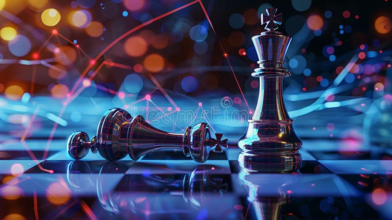Dynamic Chess Match the King is in Check with Stunning Futuristic ...