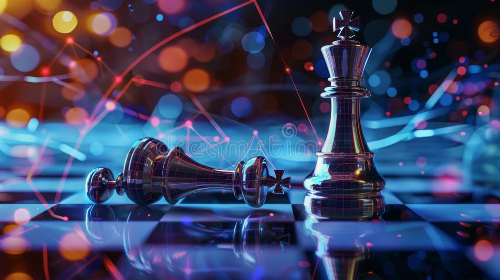 Dynamic Chess Match the King is in Check with Stunning Futuristic ...