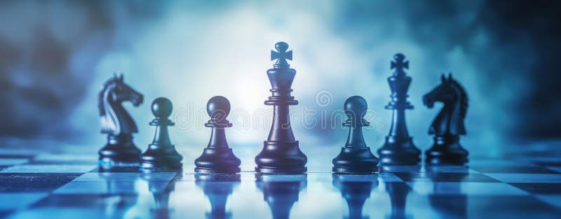 Dynamic Chess Pieces Arranged on a Board. Generative AI Stock Photo ...