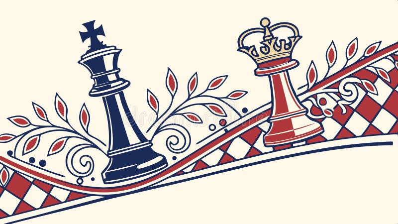 Dynamic Chess Scene with King and Knight Pieces on a Patterned Board ...