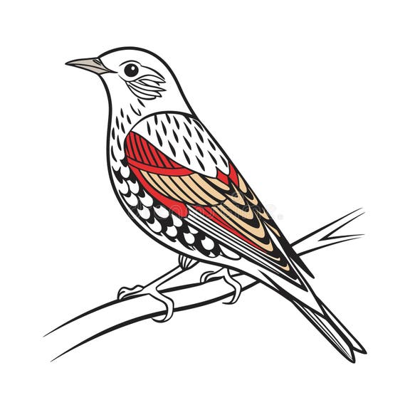 Dynamic Chinese Thrush Bird Representation Stock Photo - Illustration ...