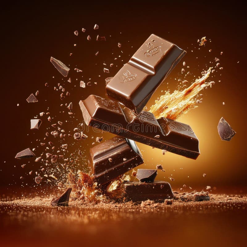 Dynamic Chocolate Bar with Exploding Pieces Stock Illustration ...