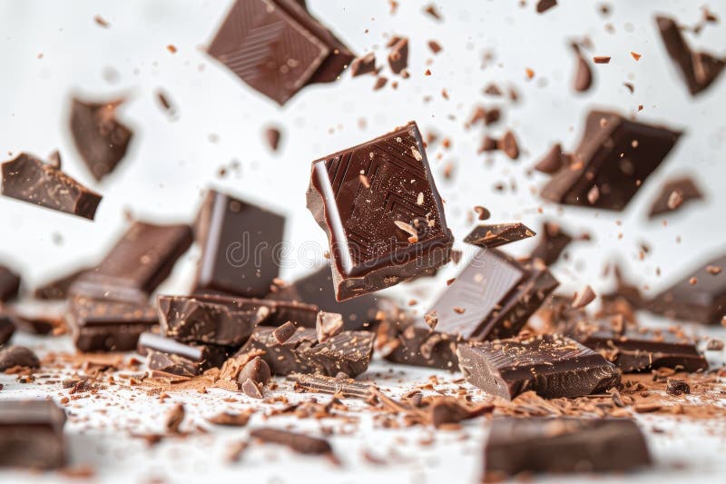 Dynamic Chocolate Bar Floating in Motion Against White Backdrop for ...