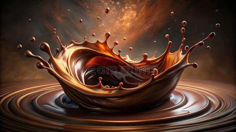 Dynamic Chocolate Crown Splash Rich, Decadent Liquid Swirling in a ...