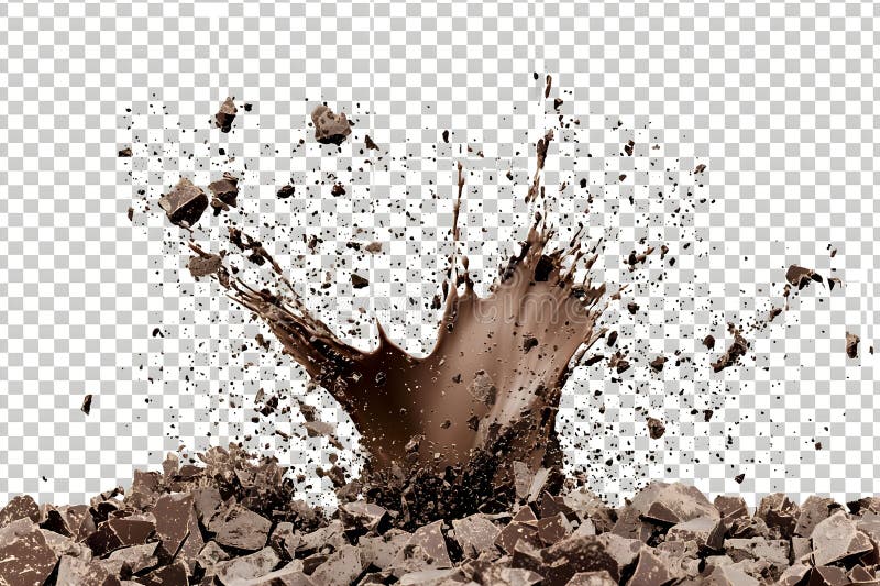 Dynamic Chocolate Explosion: Melted and Broken Pieces Stock ...